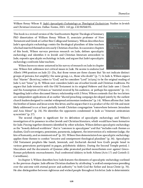 (PDF) Atkinson Review of Wilson Jude's Apocalyptic Eschatology