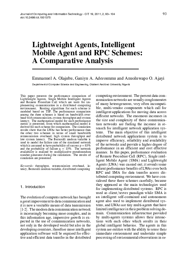 (PDF) Lightweight Agents, Intelligent Mobile Agent and RPC Schemes: A ...