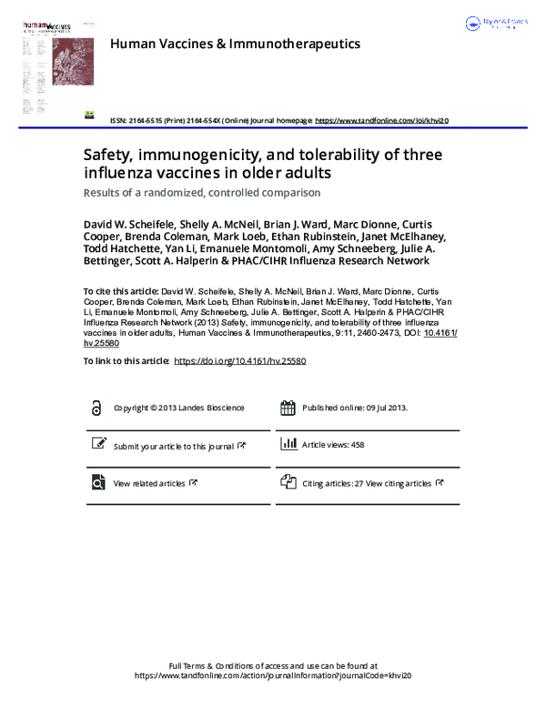(PDF) Safety, immunogenicity, and tolerability of three influenza ...