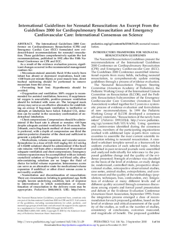 (PDF) International Guidelines for Neonatal Resuscitation: An Excerpt From the Guidelines 2000 ...