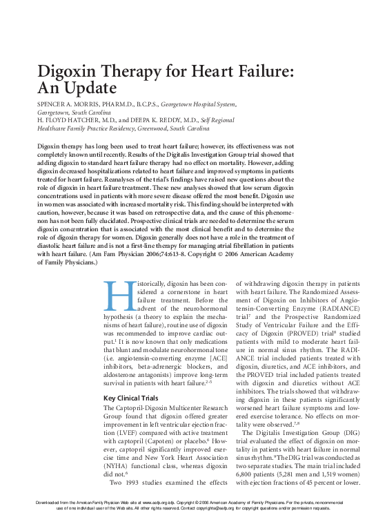 (PDF) Digoxin therapy for heart failure: an update