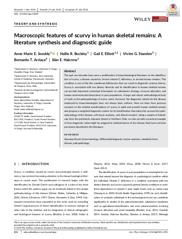 (PDF) Macroscopic features of scurvy in human skeletal remains: A ...
