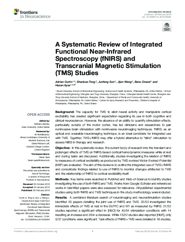(PDF) A Systematic Review of Integrated Functional Near-Infrared ...