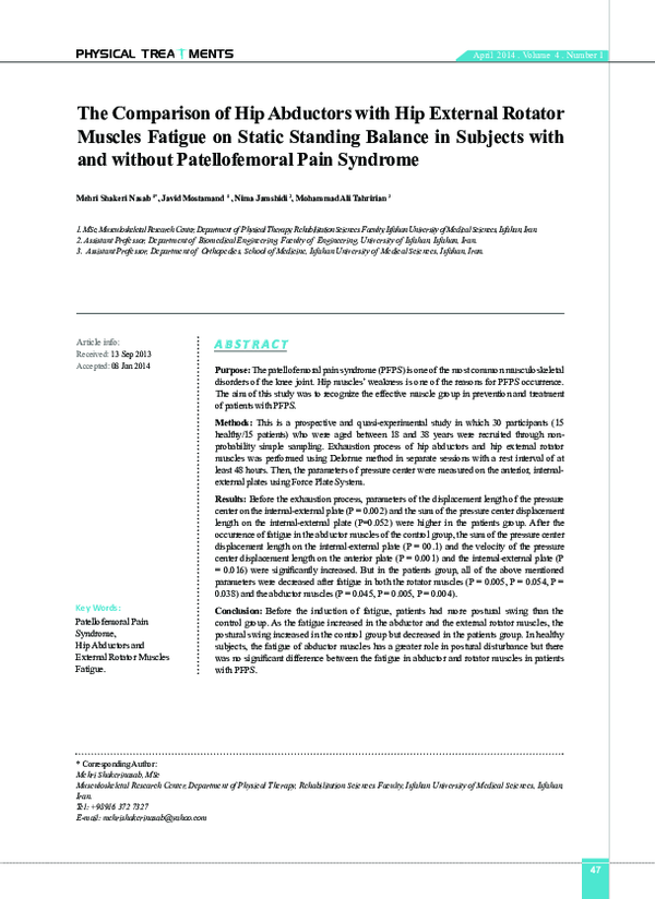 (PDF) The Comparison of Hip Abductors with Hip External Rotator Muscles ...