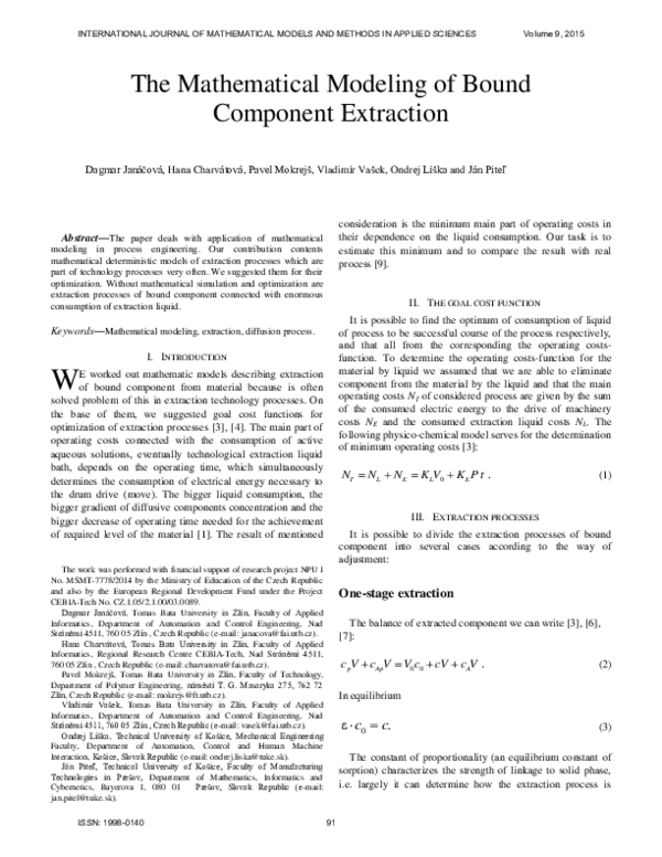 (PDF) The Mathematical Modeling of Bound Component Extraction
