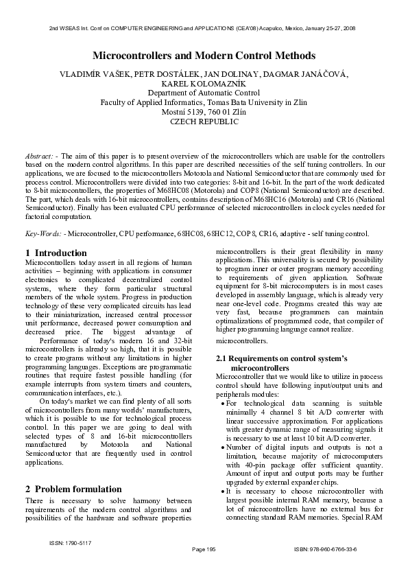 (PDF) Microcontrollers and modern control methods