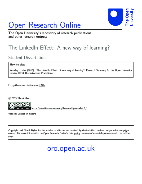 (PDF) The LinkedIn Effect: A new way of learning?