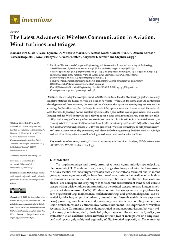(PDF) The Latest Advances in Wireless Communication in Aviation, Wind ...