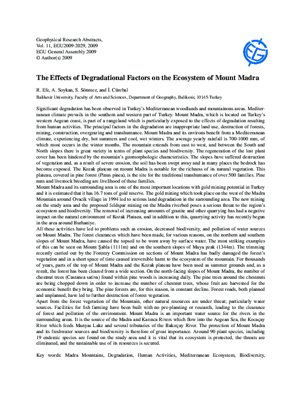 (PDF) The Effects of Degradational Factors on the Ecosystem of Mount Madra