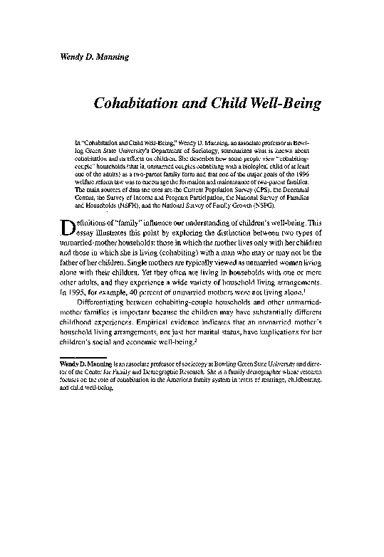 (PDF) Cohabitation and child Well-Being