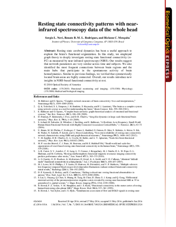 (PDF) Resting state connectivity patterns with near-infrared ...