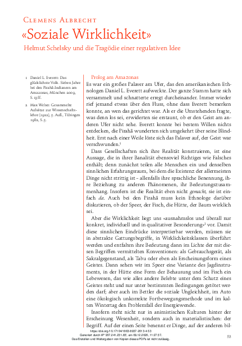 (PDF) «Soziale Wirklichkeit». Helmut Schelsky und die Tragödie einer ...