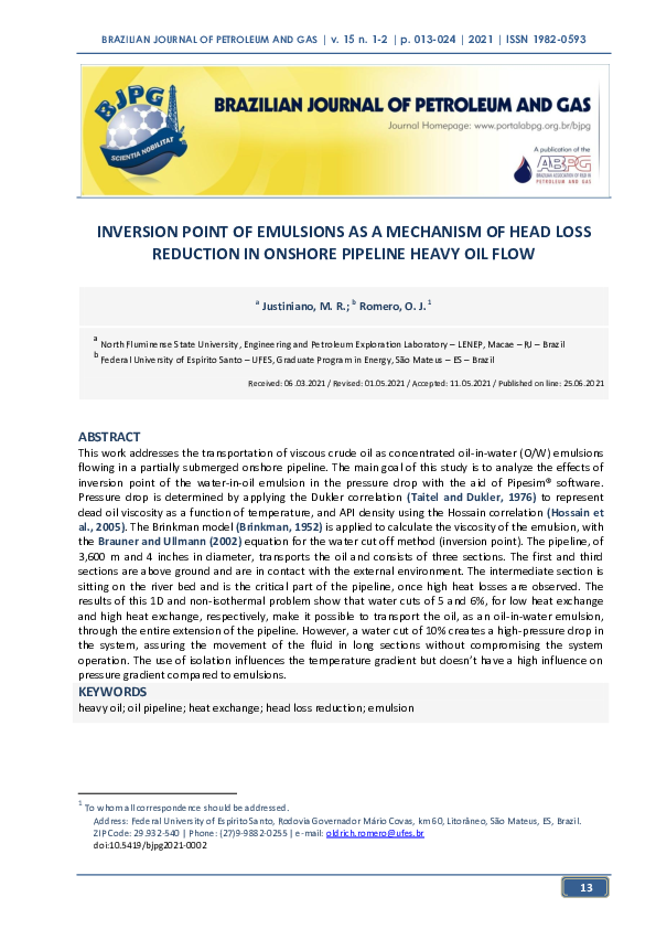 (PDF) Inversion Point of Emulsions as a Mechanism of Head Loss ...