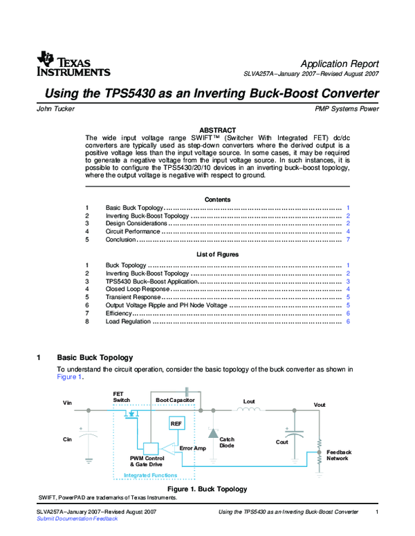 (PDF) Using the TPS5430 as an Inverting Buck-Boost Converter
