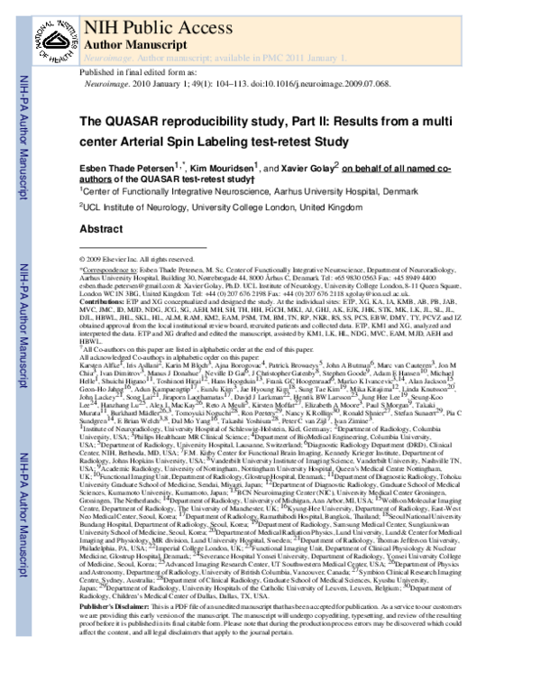 (PDF) The QUASAR reproducibility study, Part II: Results from a multi ...