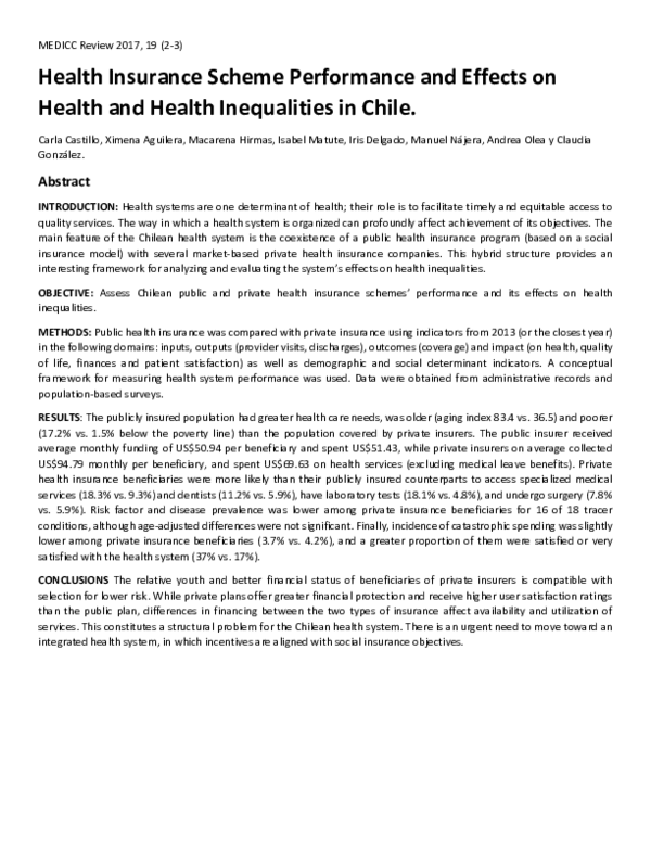 (PDF) Health Insurance Scheme Performance and Effects on Health and ...