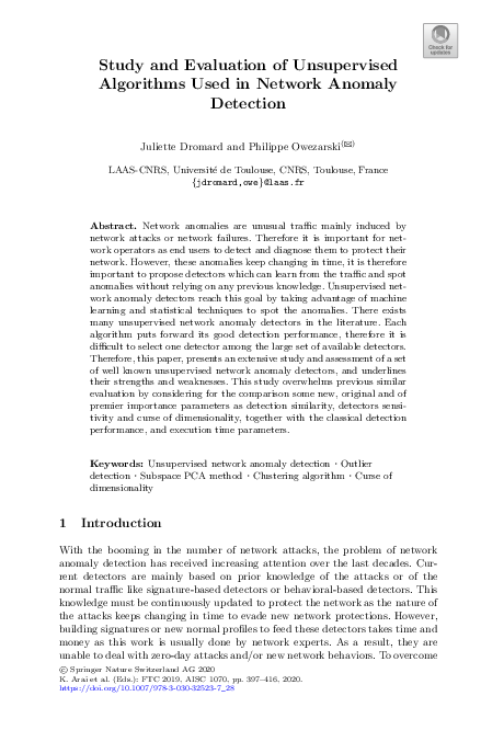 (PDF) Study and Evaluation of Unsupervised Algorithms Used in Network ...