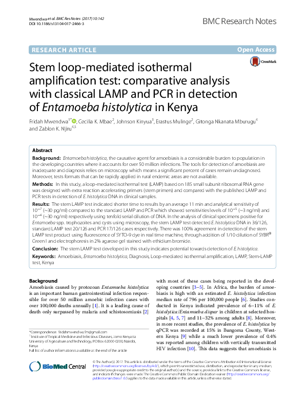 (PDF) Stem loop-mediated isothermal amplification test: comparative ...
