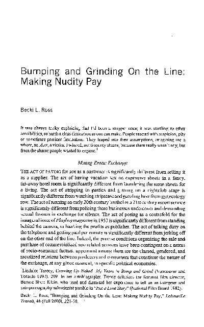 (PDF) Bumping and Grinding on the Line: Making Nudity Pay
