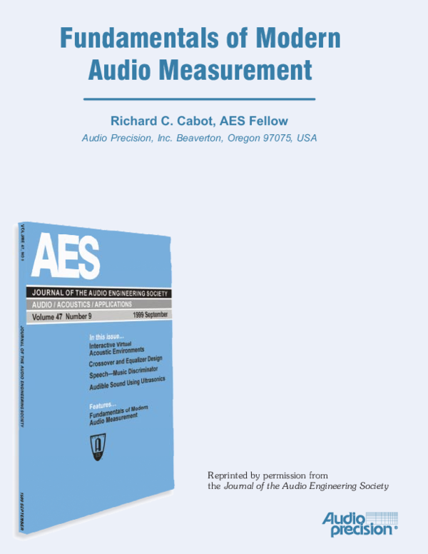 (PDF) Fundamentals of Modern Audio Measurement