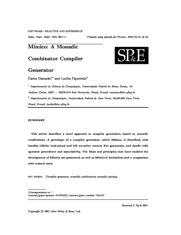 (PDF) M mico: A Monadic Combinator Compiler Generator