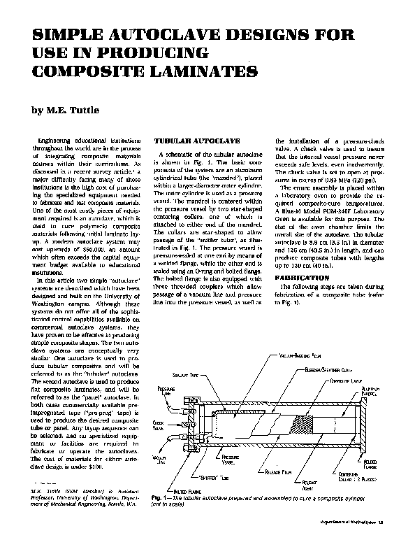 (PDF) Simple Autoclave Designs for Use in Producing Composite Laminates