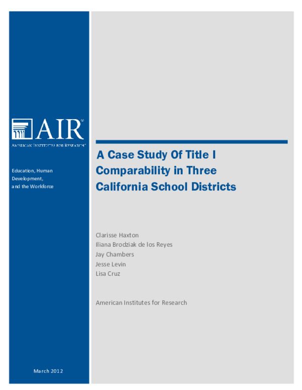 (PDF) A Case Study Of Title I Comparability in Three California School ...