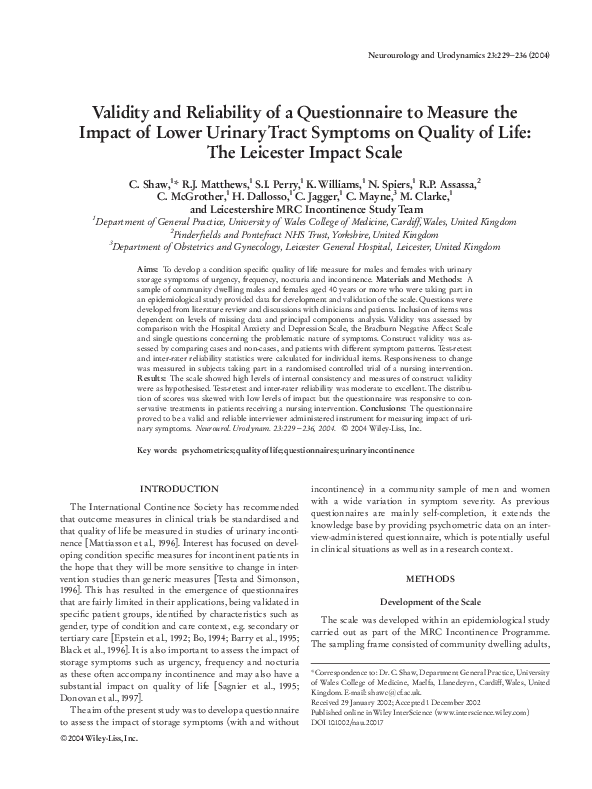 (PDF) Validity And Reliability Of A Questionnaire To Measure Social ...