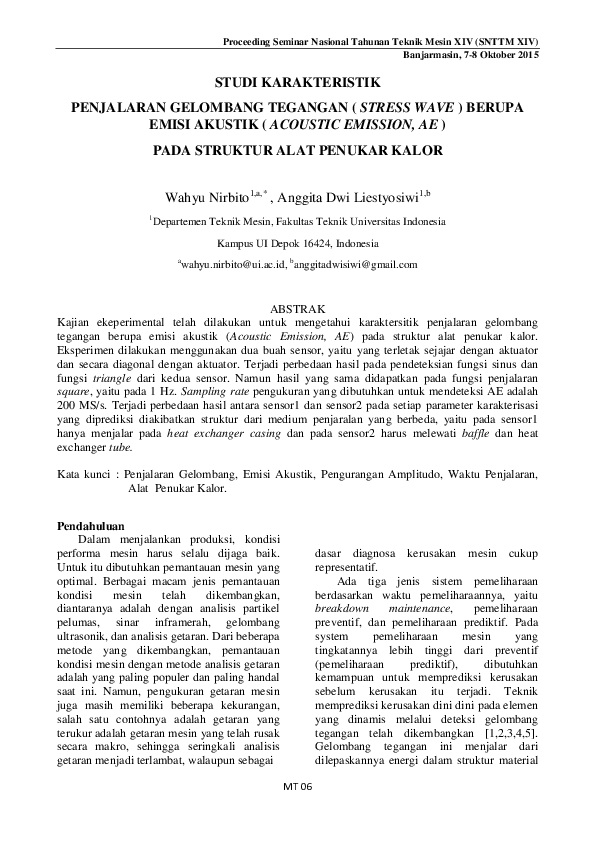 (PDF) Studi Karakteristik Penjalaran Gelombang Tegangan ( Stress Wave ...