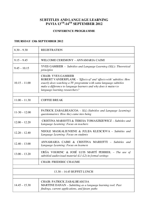 (PDF) Conference Programme