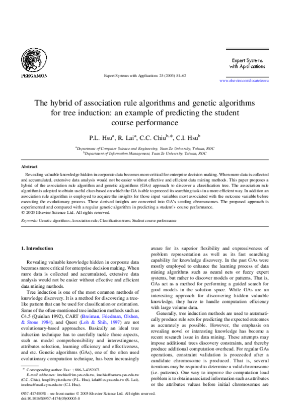 (PDF) The hybrid of association rule algorithms and genetic algorithms for tree induction: an ...