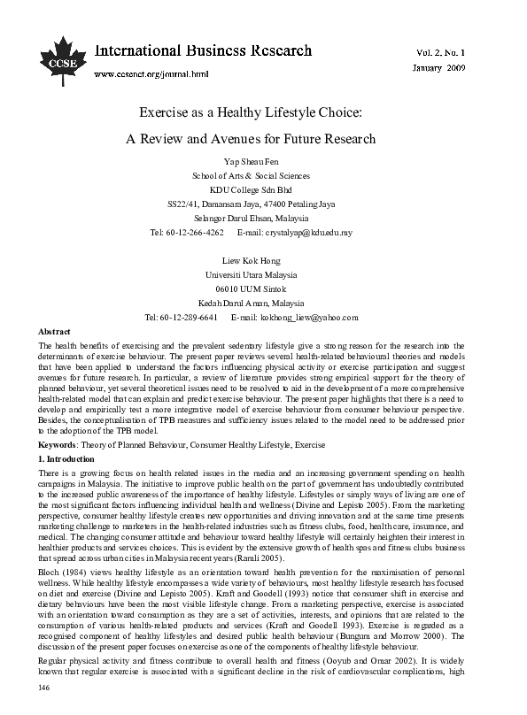(PDF) Exercise as a Healthy Lifestyle Choice: A Review and Avenues for ...