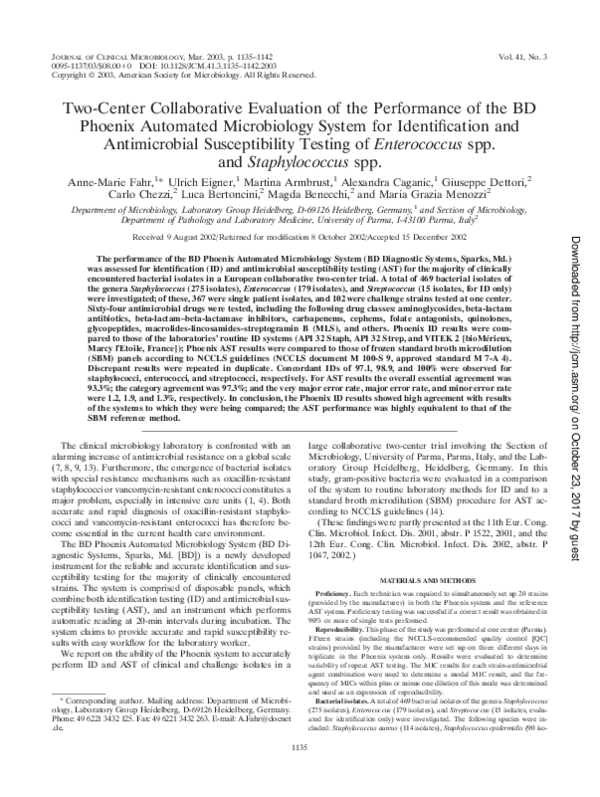 (PDF) Two-Center Collaborative Evaluation of the Performance of the BD ...