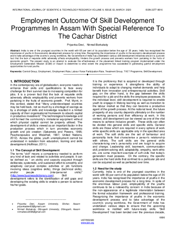 (PDF) Employment Outcome Of Skill Development Programmes In Assam With Special Reference To The ...