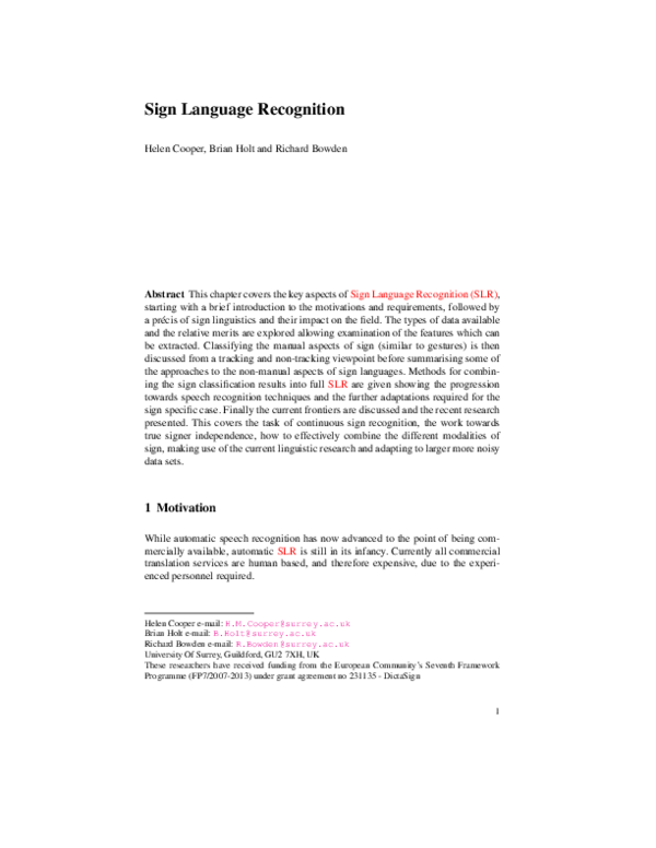 (PDF) Sign Language Recognition | Pariksheet Shende - Academia.edu