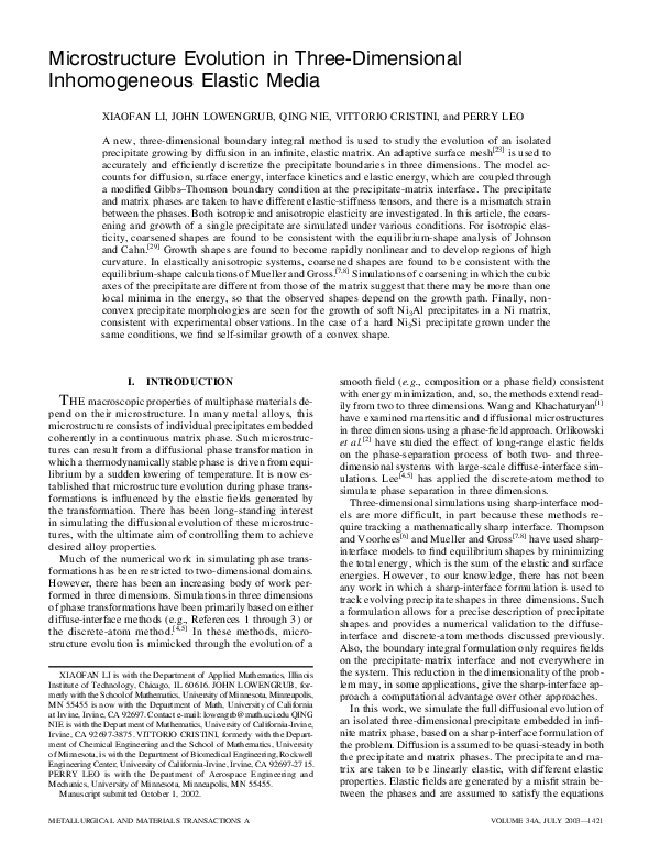 (PDF) Microstructure evolution in three-dimensional inhomogeneous ...