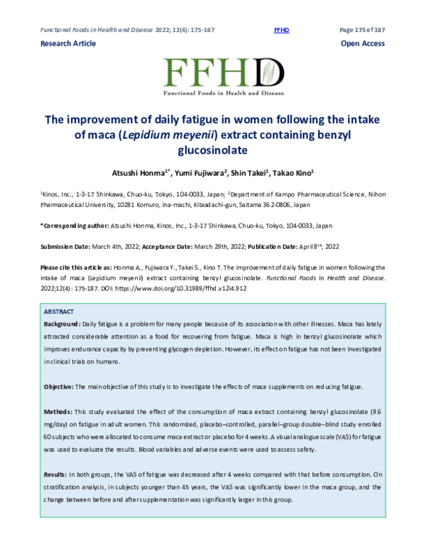 (PDF) The improvement of daily fatigue in women following the intake of ...