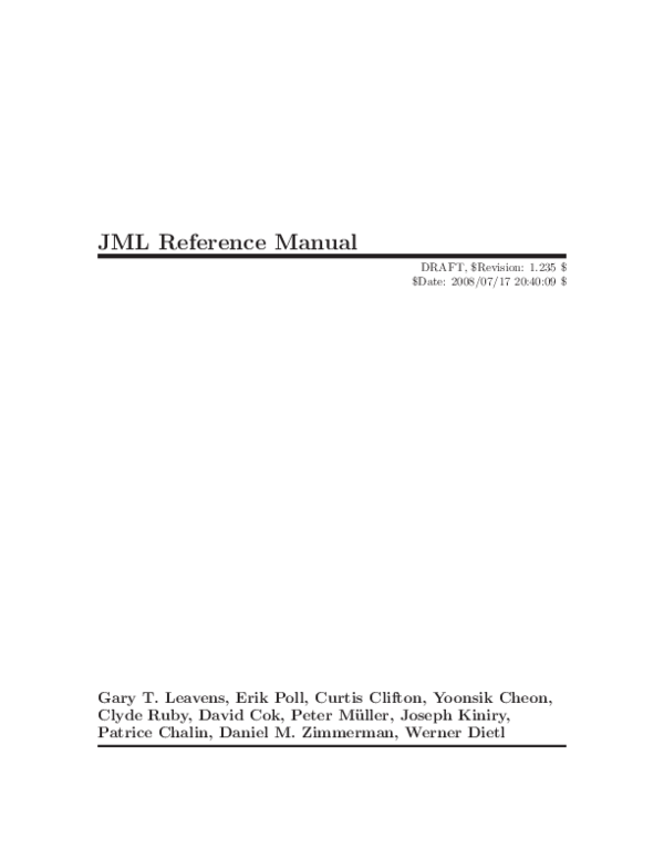 (PDF) Clarifying Java Literals and Model Types in JML