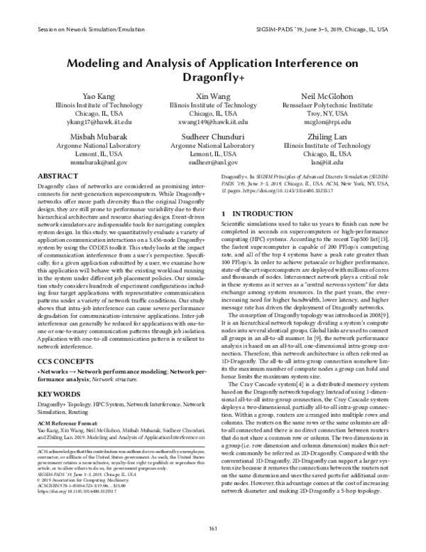 Pdf Modeling And Analysis Of Application Interference On Dragonfly