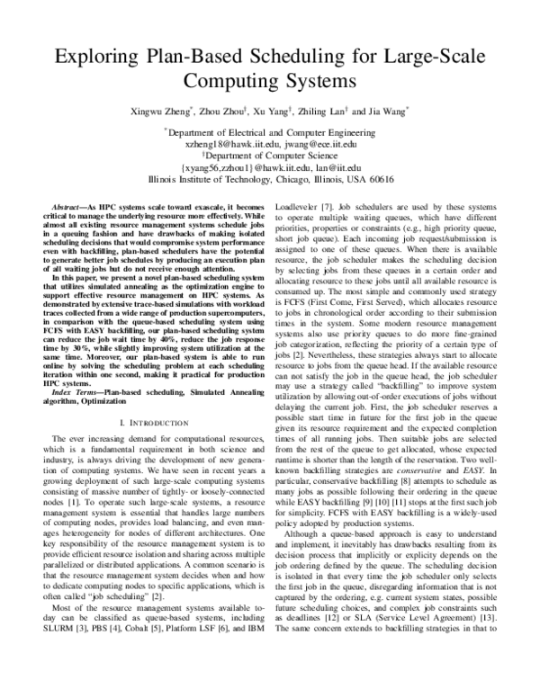 (PDF) Exploring Plan-Based Scheduling for Large-Scale Computing Systems