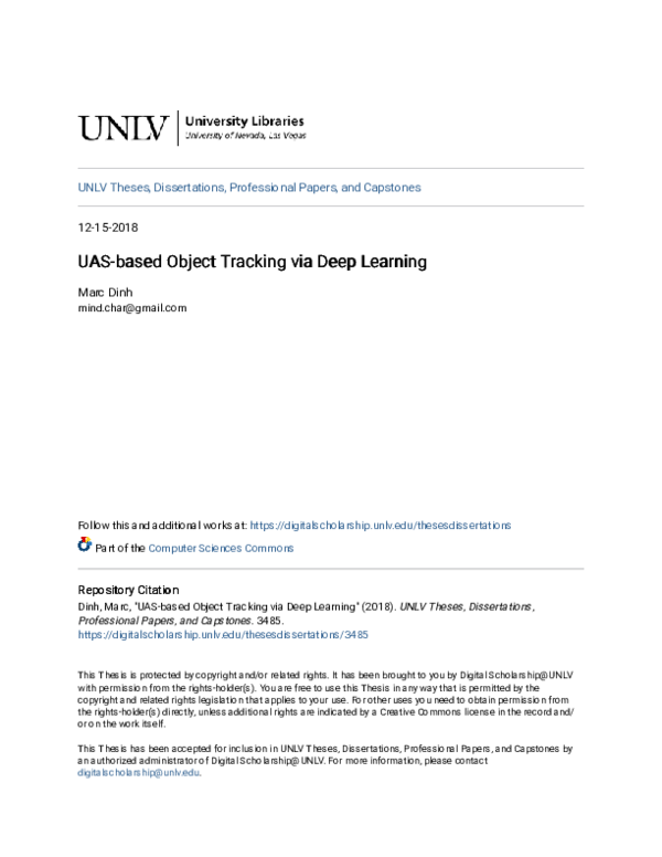 (PDF) UAS-based object tracking via Deep Learning