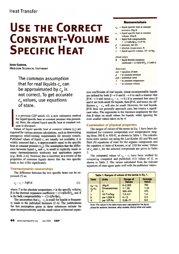(PDF) Use the Correct Constant-Volume Specific Heat