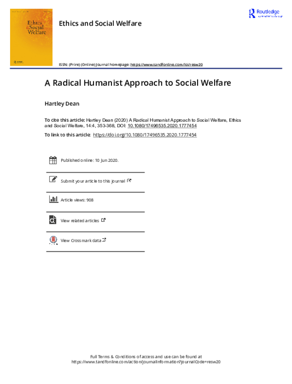 (PDF) A Radical Humanist Approach to Social Welfare