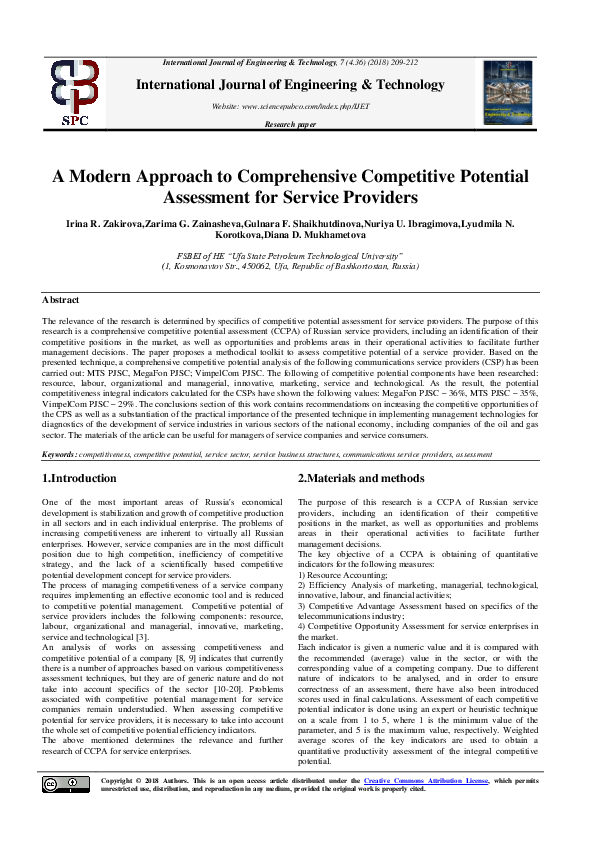 (PDF) A Modern Approach to Comprehensive Competitive Potential ...