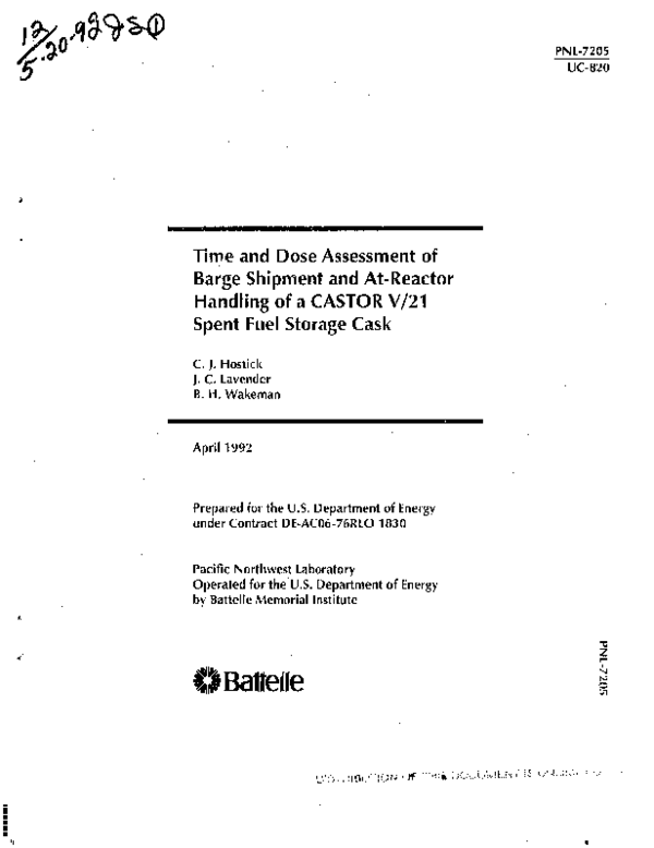 (PDF) Time and dose assessment of barge shipment and at-reactor ...