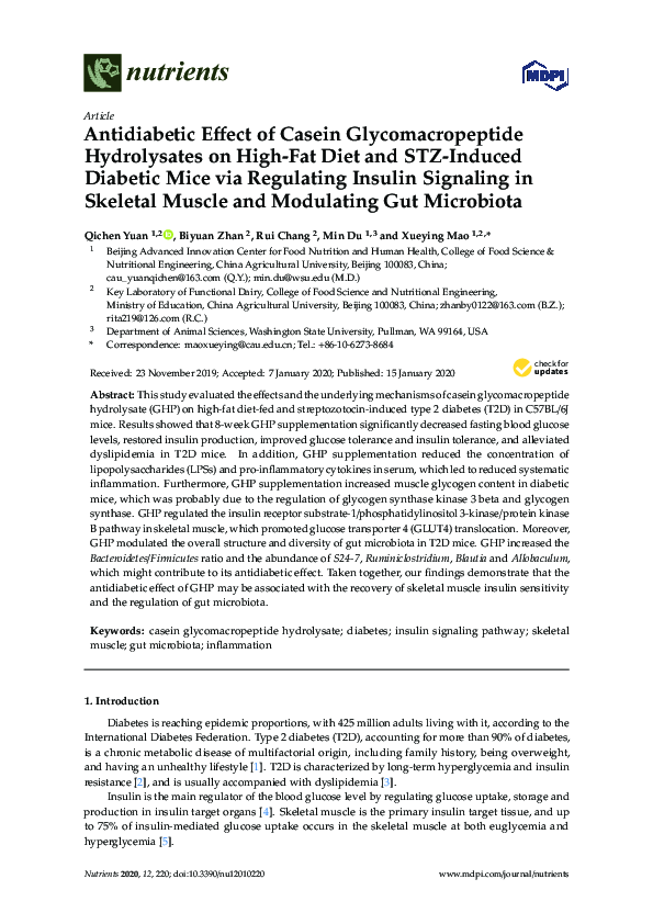 (PDF) Antidiabetic Effect of Casein Glycomacropeptide Hydrolysates on ...