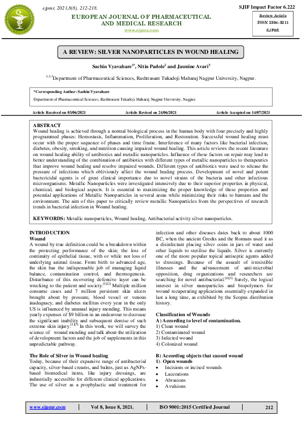 (PDF) A Review: Silver Nanoparticles in Wound Healing