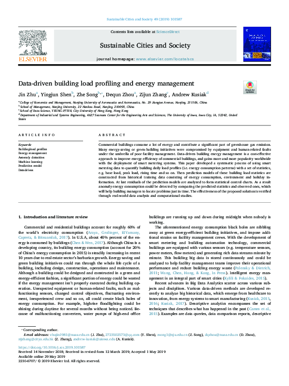 (PDF) Data-Driven Building Load Profiling and Energy Management