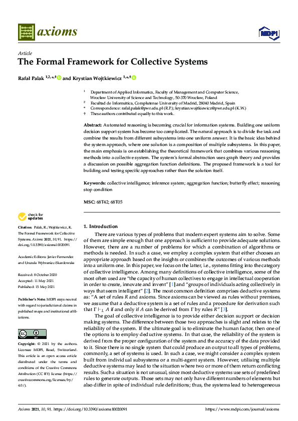 (PDF) The Formal Framework for Collective Systems