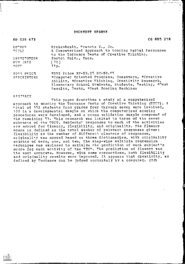 (PDF) Torrance Tests of Creative Thinking